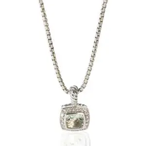 David Yurman Sterling Silver Prasiolite And Diamond Petite Albion Pendant Necklace