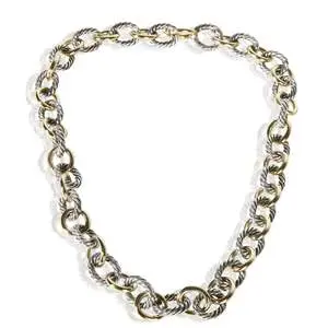 David Yurman 1/4 18k Yellow Gold & Sterling Silver Oval Link Necklace