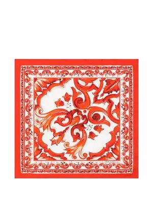 Dolce & Gabbana Maiolica Print Silk Foulard - Multicolor