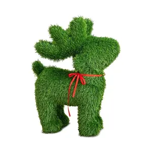 NEARLY NATURAL 2' Uv Resistant Artificial Christmas Grass Garden Topiary Reindeer - Green