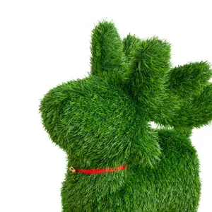 NEARLY NATURAL 2' Uv Resistant Artificial Christmas Grass Garden Topiary Reindeer