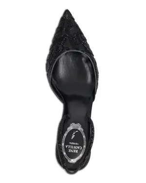 Rene Caovilla Embellished Mesh Slingback Pumps