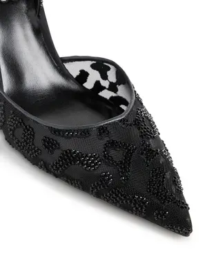 Rene Caovilla Embellished Mesh Slingback Pumps
