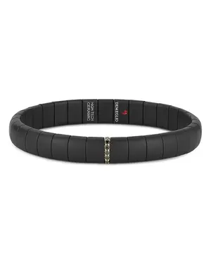 DEMEGLIO 18k Yellow Gold Pura Diamond Matte Ceramic Stretch Bracelet - Black
