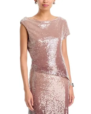 Line & Dot Mirage Embellished Asymmetric Hem Top