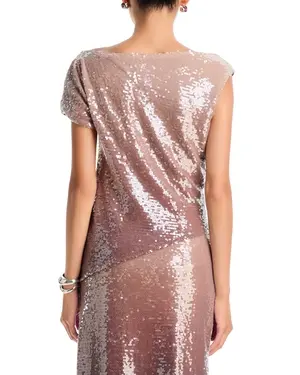 Line & Dot Mirage Embellished Asymmetric Hem Top