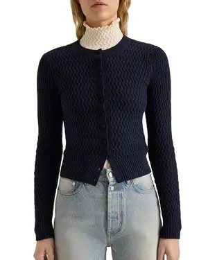 Proenza Schouler White Label Marci Crewneck Cardigan - Navy