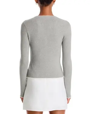 525 America Emmeline Rib Knit Layered Henley Sweater