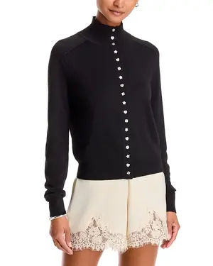 525 America Saddle Shoulder Mock Neck Cardigan Sweater