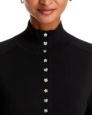 525 America Saddle Shoulder Mock Neck Cardigan Sweater