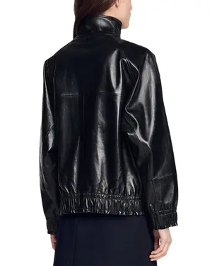 Sandro Kim Oversized Leather Jacket