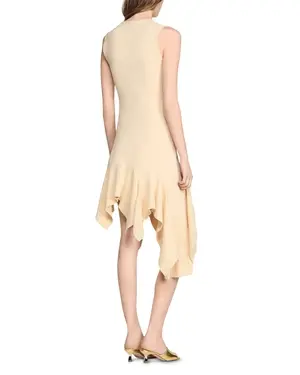 Sandro Asymmetric Knit Dress - Vanilla
