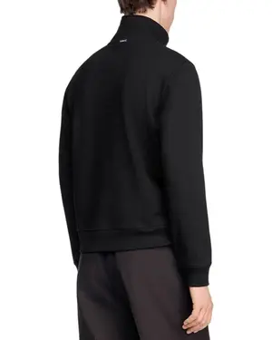 Sandro Stand Collar Boxy Half Zip Sweater - Black