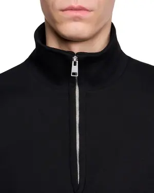 Sandro Stand Collar Boxy Half Zip Sweater - Black