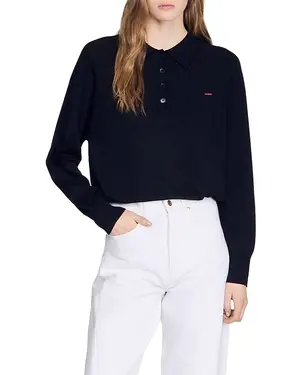 Sandro Miki Wool Blend Polo Sweater