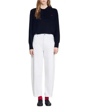 Sandro Miki Wool Blend Polo Sweater