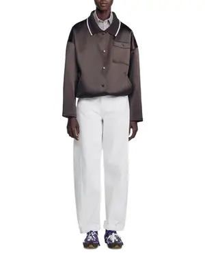 Sandro Quinn Satin Polo Collar Jacket