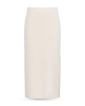 Max Mara Wool Cashmere Button Detailed Midi Skirt