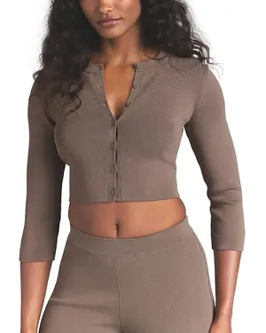 SKIMS Refined Knit Crop Cardigan - Amethyst