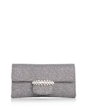 JIMMY CHOO Bing Embellished Wallet On Chain - Anthracite/silver