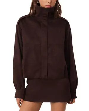 SNDYS. Bryce Faux Suede Zip-up Jacket - Chocolate