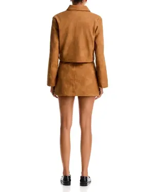 Bardot Lorenzo Croc Embossed Faux Suede Mini Skirt
