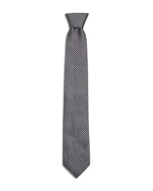 BOSS Silk Classic Dot Grid Neck Tie - Open Grey