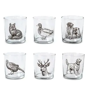 VIETRI Wildlife Glass Tumblers, Set Of 6 - Brown