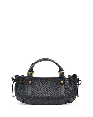 Gerard Darel 12h Small Woven Leather Handbag - Black