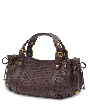 Gerard Darel Small Woven Leather Handbag - Redwine