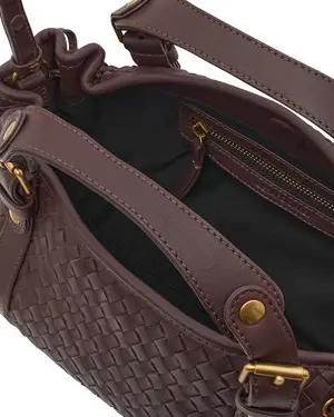 Gerard Darel Small Woven Leather Handbag - Redwine