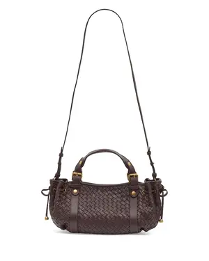 Gerard Darel Small Woven Leather Handbag - Redwine