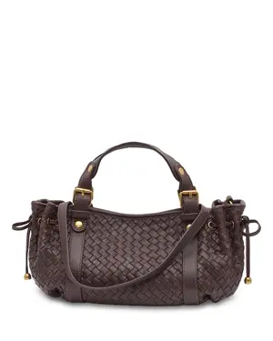 Gerard Darel Small Woven Leather Handbag - Redwine