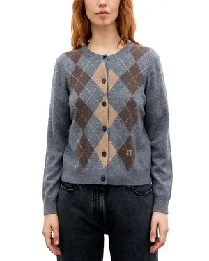 Gerard Darel Argyle Wool Cardigan