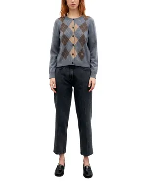 Gerard Darel Argyle Wool Cardigan