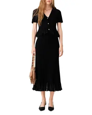 Maje Jorga Pleated Knit Skirt