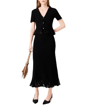 Maje Jorga Pleated Knit Skirt