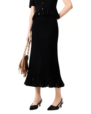 Maje Jorga Pleated Knit Skirt
