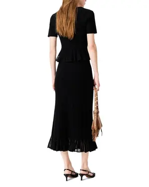 Maje Jorga Pleated Knit Skirt