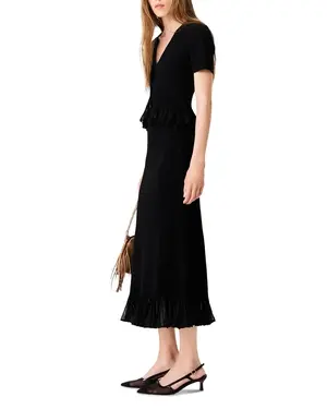 Maje Jorga Pleated Knit Skirt