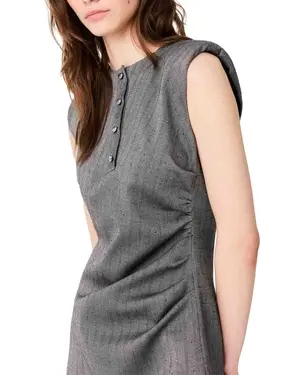 Maje Rhinestone Pinstriped Tailored Dress
