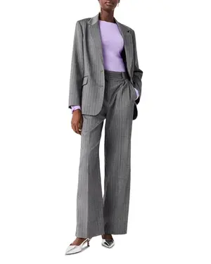 Maje Verpalus Rhinestone Pinstriped Suit Blazer