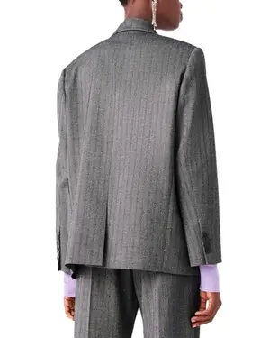 Maje Verpalus Rhinestone Pinstriped Suit Blazer