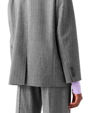 Maje Verpalus Rhinestone Pinstriped Suit Blazer
