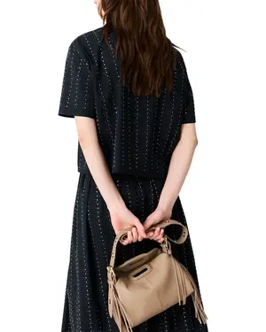 Maje Cotton Blend Embellished Shirt
