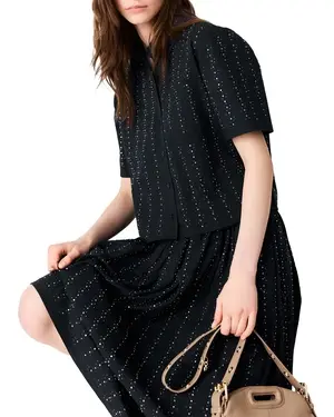 Maje Cotton Blend Embellished Shirt