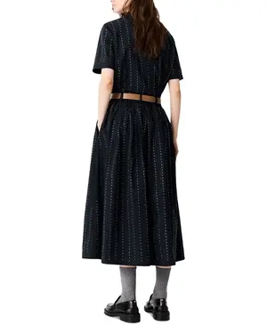 Maje Jarius Rhinestone Trim Midi Skirt - Navy