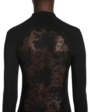 Alexander McQueen Long Sleeve Lace Trim Maxi Dress