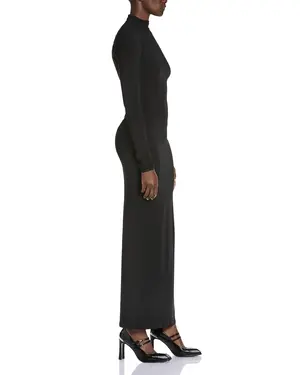 Alexander McQueen Long Sleeve Lace Trim Maxi Dress