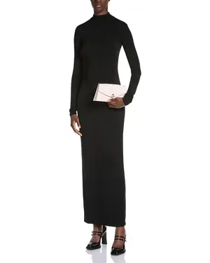 Alexander McQueen Long Sleeve Lace Trim Maxi Dress